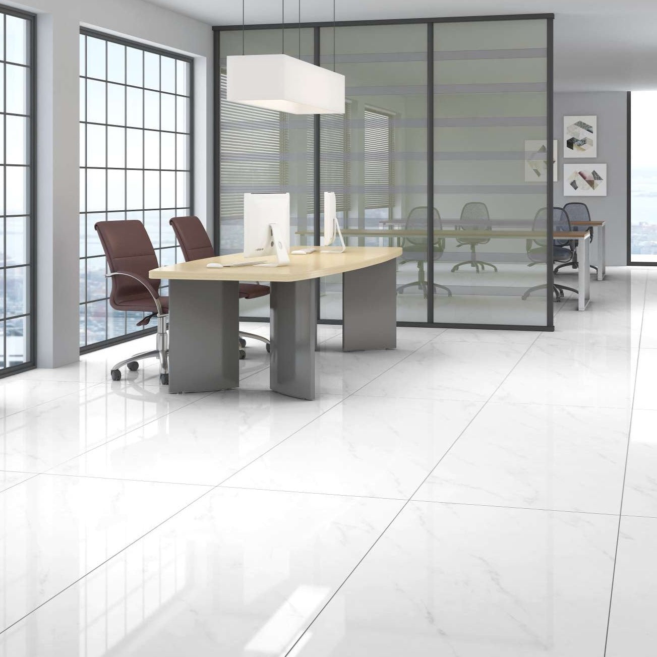 Calacatta Moza: White Tiles with a Mosaic Pattern