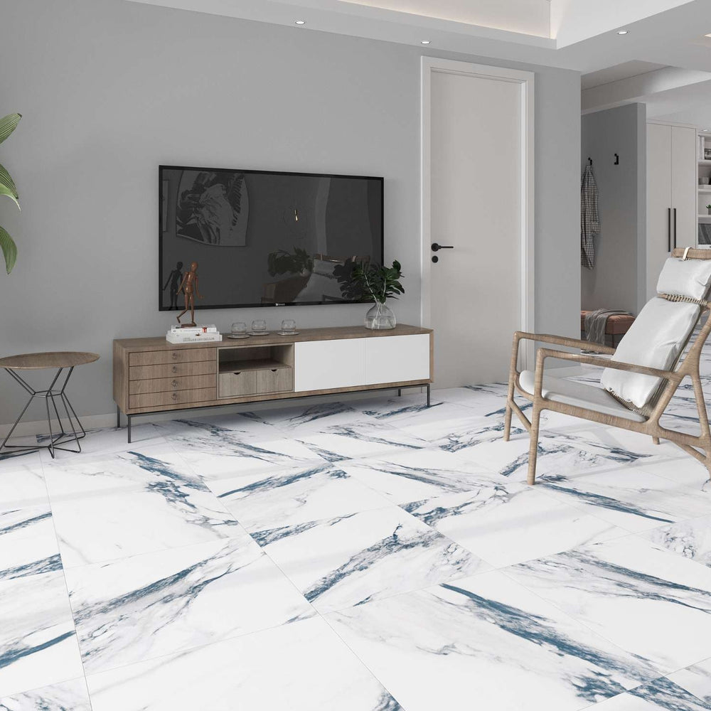 Calacatta Ocean Blue: Blue Marble-Effect Tiles