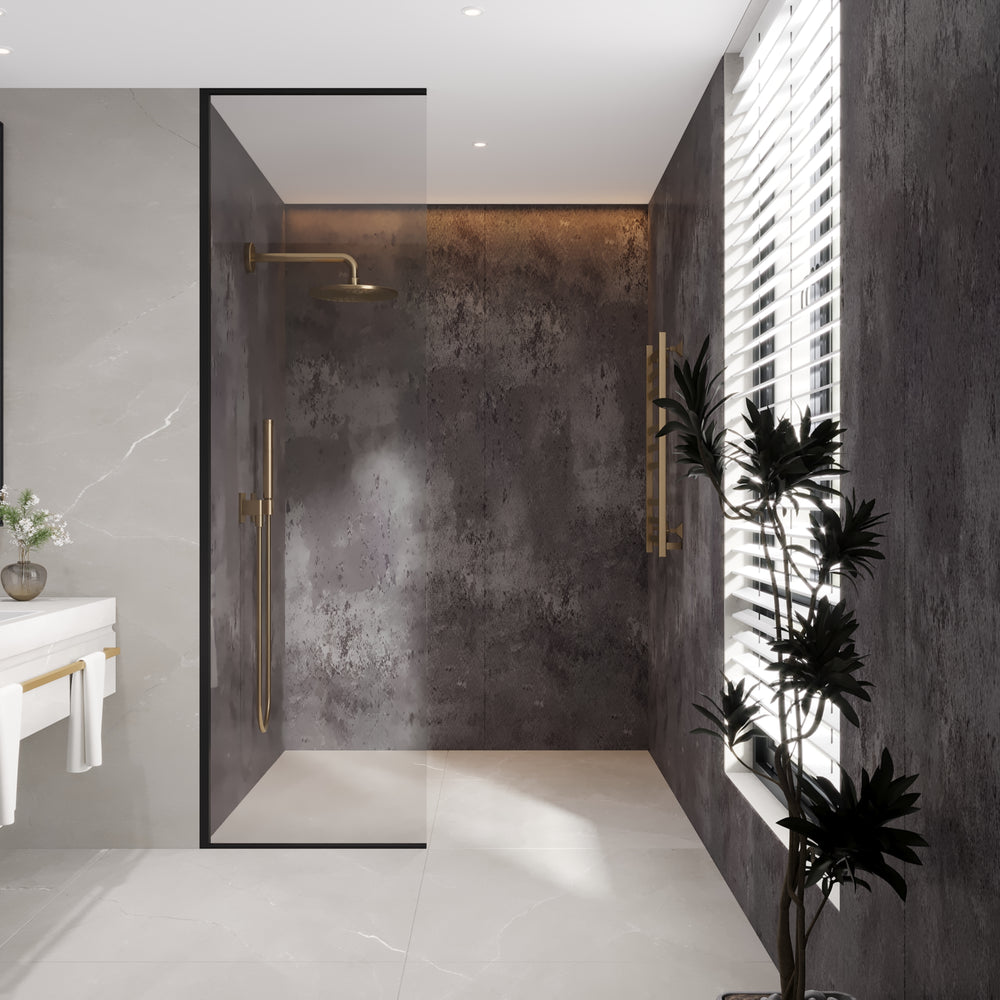 RETRO METALLIC - Industrial Chic Retro silver Metallic Panel with Blac